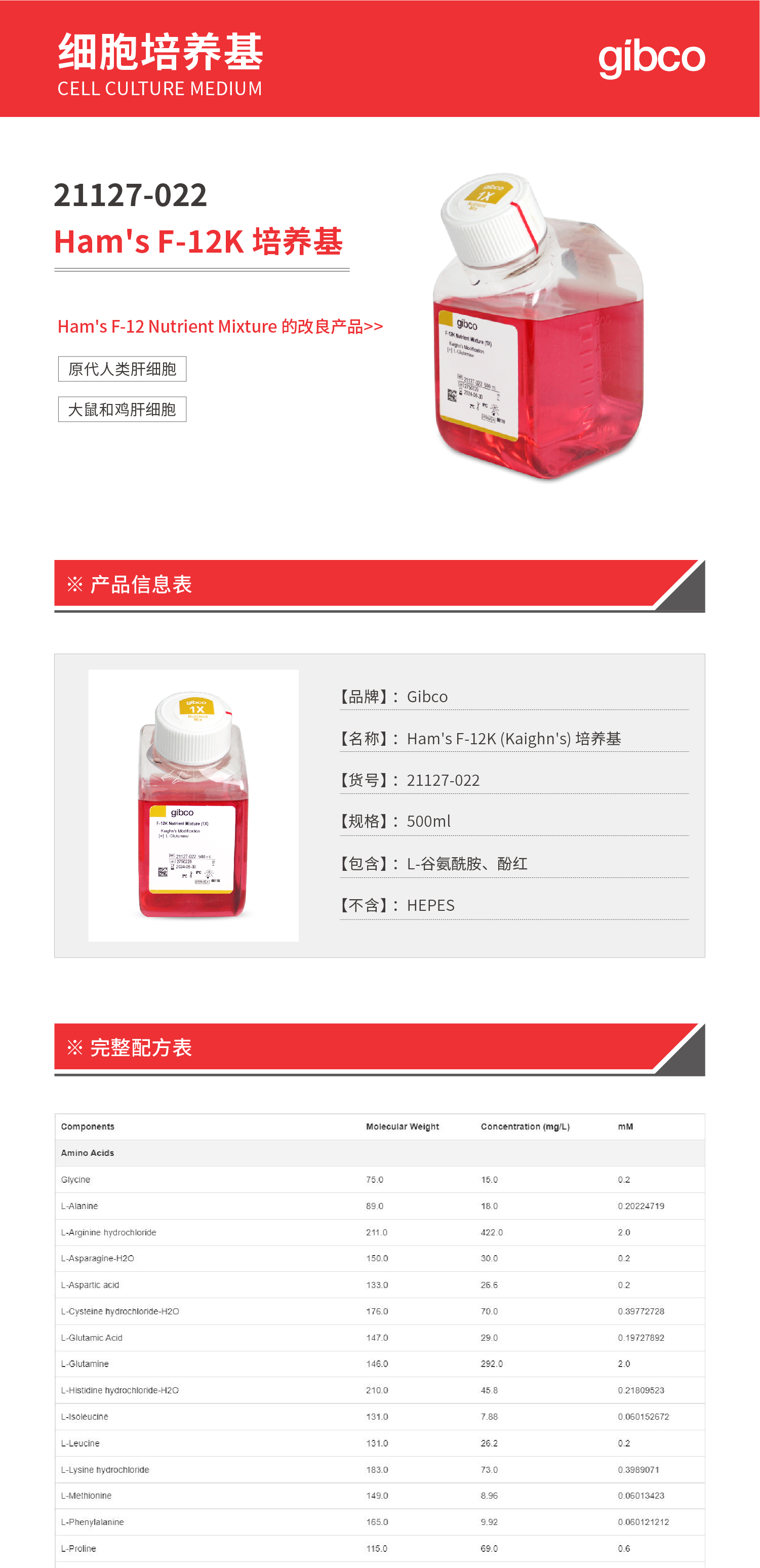 21127-022 试剂HamsF-12K(Kaighns)Medium - 赛恩斯平台